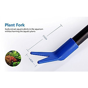 AquaticHI 5 in 1 Aquarium/Fish Tank Cleaning Kit/Tool, Algae Scraper, Fish Net, Sponge, Plant Fork, Gravel Rake, Length 19 inches (Non-Extendable)