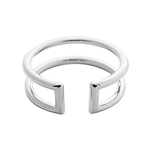 Honeycat Double Stack Open Adjustable Ring in Gold, Rose Gold, or Silver | Minimalist, Delicate Jewelry (Silver, 8)