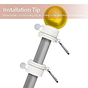 Anley 1.5" Plastic Flagpole Mounting Rings Set - Anti Wrap 360° Rotatable Ring with Carabiners - Ideal for 1.5 Inch Maximum Diameter Flag Pole & Flag with 2 Grommets(White, Pack of 2)