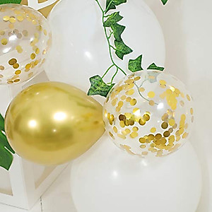 Baby Shower Balloon Boxes Party Decorations, Oh Baby Party Balloon Boxes White and Gold Balloons Palm Leaves Ivy Garland for Oh Baby Shower Party Decorations Boy Girls