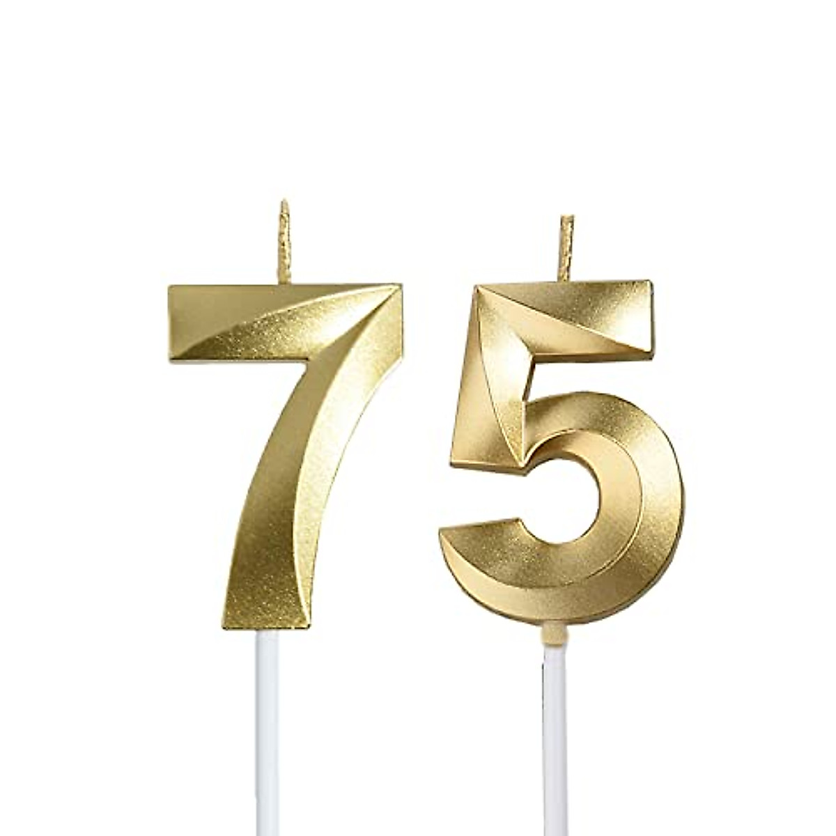 Gold 75th & 57th Birthday Candles,Gold Number 75 57 Cake Topper for Birthday Decorations Party Decoration