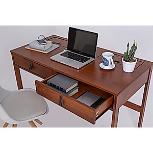 memomad Bali Home Office Solid Wood Desk with Drawers (Caramel)