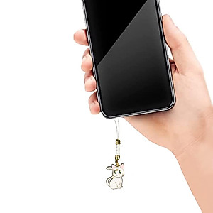 Showkanbay Fashion Cute Straps Decor Lanyards Kawaii Phone Charm Keys Mobile Phone Headphone Strap Hanging Rope Smartphone Charms (white cat)