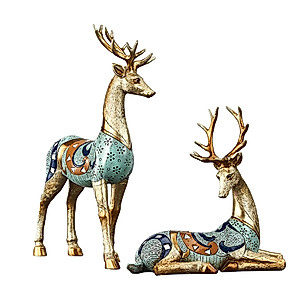 sugutee Large Deer Statue Home Decor, Deer Decor Home Decoration, Deer Figurines and Statues (Chinese)