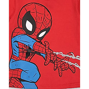 Marvel Avengers Spider-Man Little Boys Graphic T-Shirt Bike Shorts Mesh Outfit Set Red/Blue 7-8