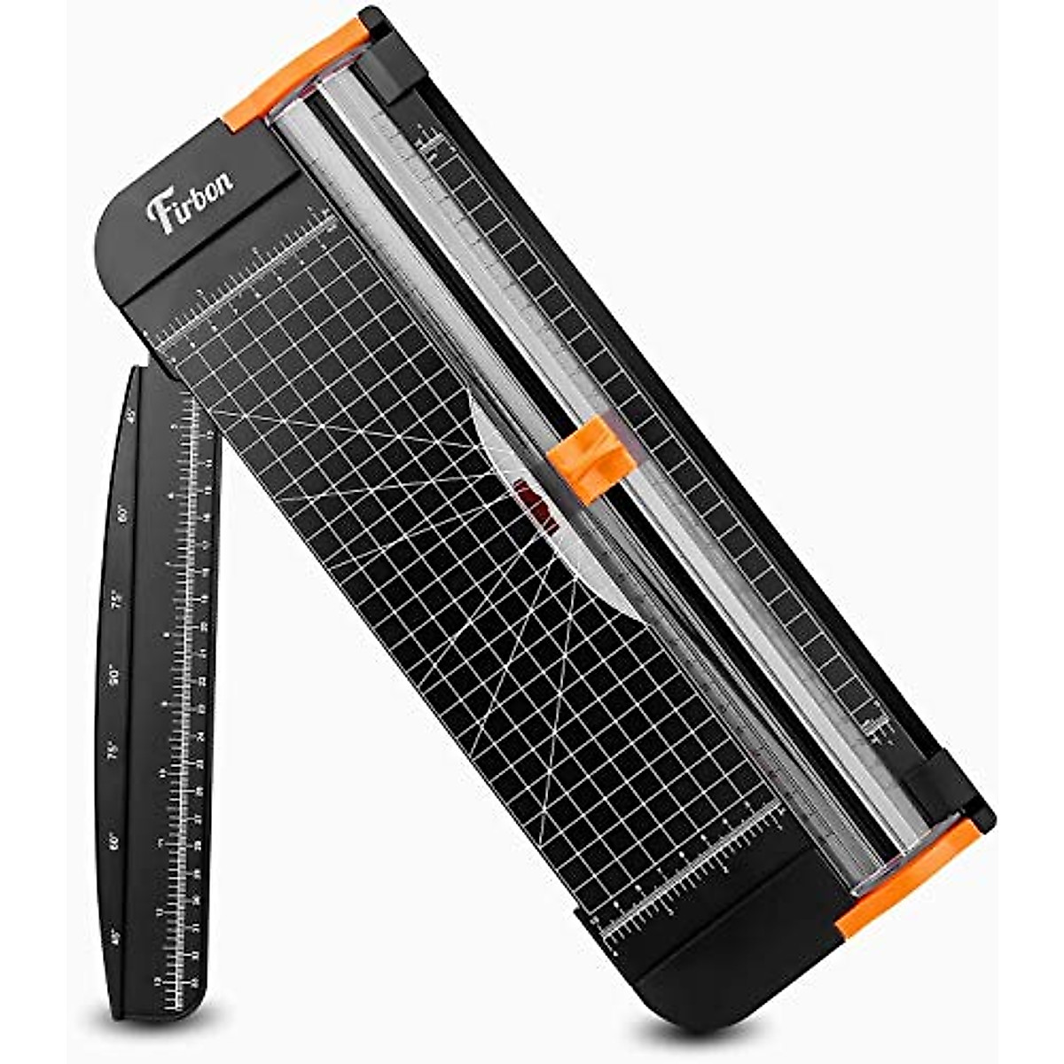 Firbon A4 Paper Cutter Bundle with 5Pcs Replacement Blades, 12 Inch Titanium Paper Trimmer Scrapbooking Tool with Side Ruler for Craft, Coupon, Label, Cardstock