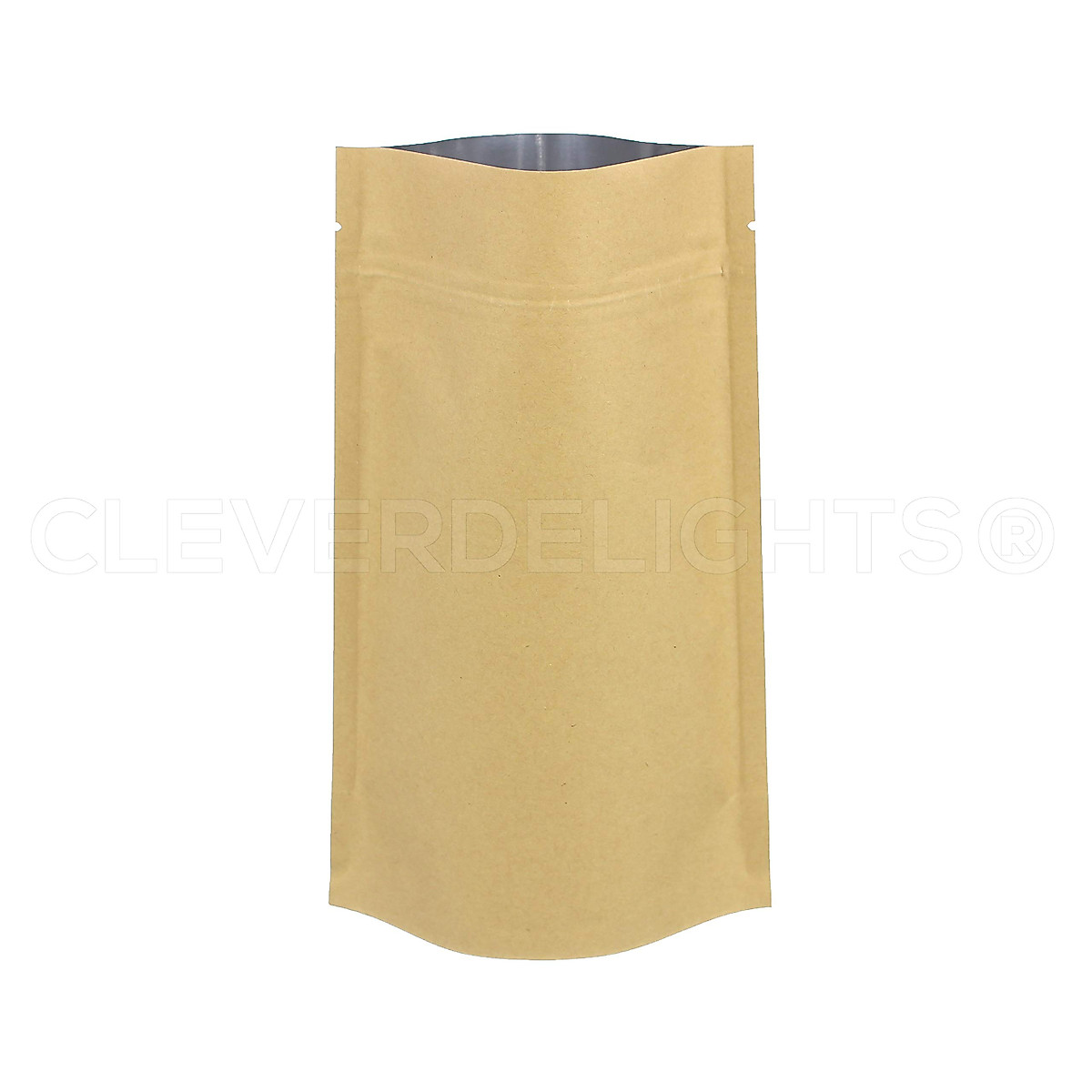 CleverDelights Kraft Stand Up Pouches - 8oz - 100 Pack - 6" x 9" x 3"