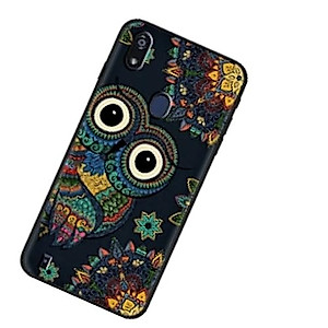 Phone Case for Consumer Cellular Verve Connect/ Z6103, Flexible Soft TPU Printed Design Gel Cover (Owl/Tempered Glass)