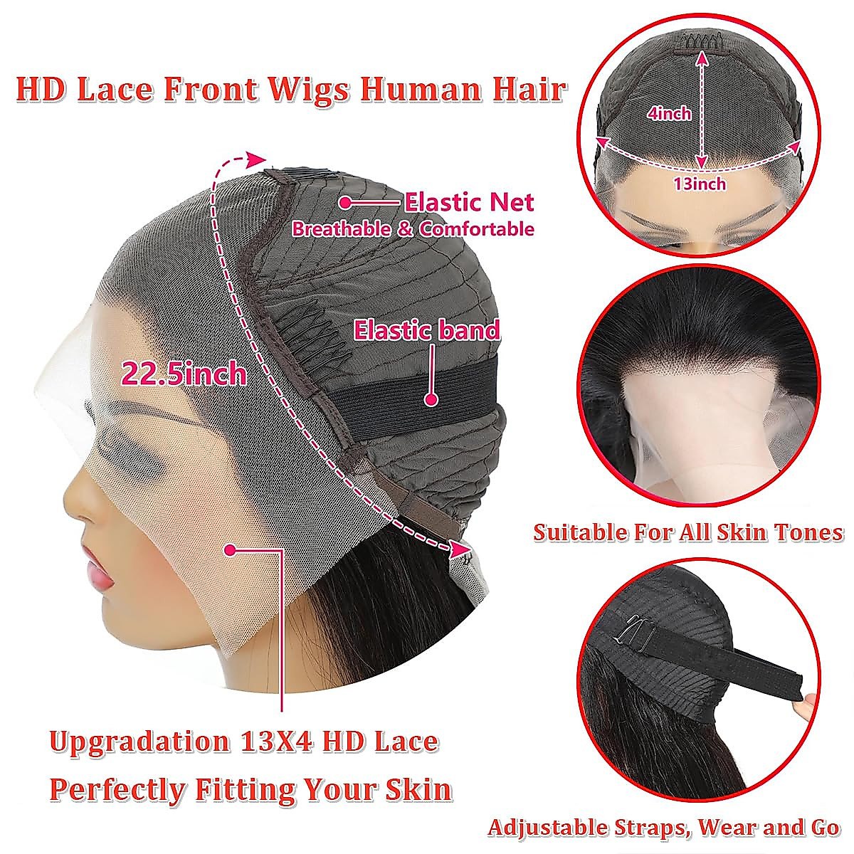 UYGLJK 30 Inch Straight Lace Front Wigs Human Hair Pre Plucked 200 Density 13x4 HD Lace Front Wigs Human Hair for Women Straight Glueless Lace Frontal Wigs Human Hair With Bleached Knots