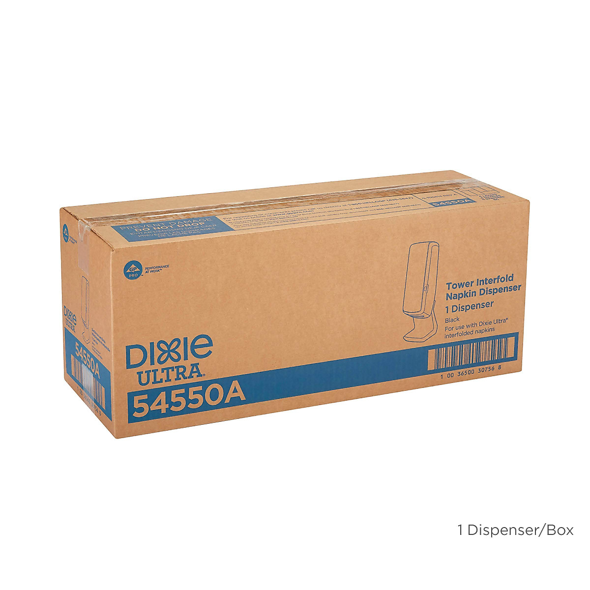 Dixie Ultra Tower Interfold Napkin Dispenser by GP PRO (Georgia-Pacific), Black, 54550A, Holds 1,000 Napkins, 8.800" L x 9.300" W x 27.600" H