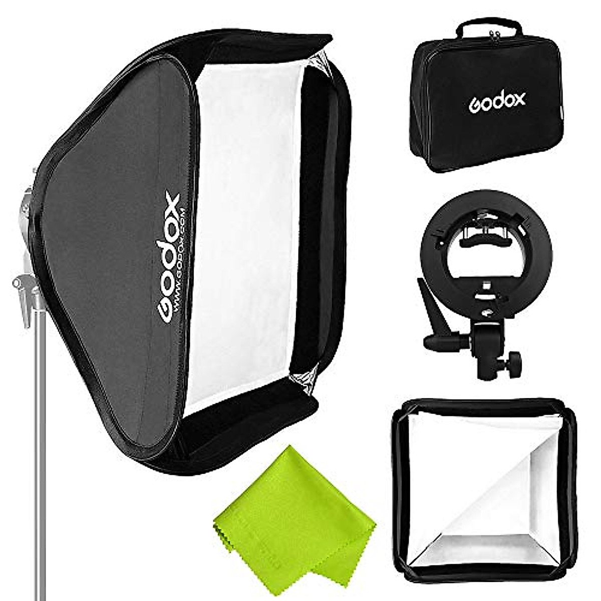 Godox 32"x 32" 80cmx80cm Foldable Universal Softbox with S-Type Speedlite Bracket for Flash Bowens Elinchrom Mount Accessories Direction Adjustable