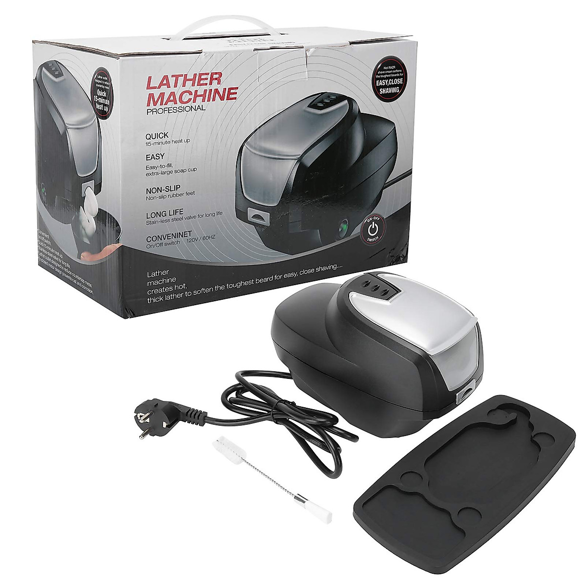 Professional Hot Lather Machine for Shaving Professional Lather Maker for Face Shaving,Hair Salon Electric Shaving Foaming Machine Household Face Grooming Foaming Machine 110-240V(US)