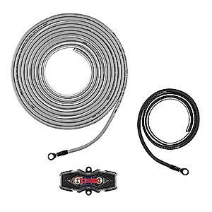 DS18 AMPKIT0 – 8GA CCA Installation Kit for Car Audio Amplifiers - True Gauge Wire - Complete Amplifier Installation Wiring Kit with Fuse Holder 60A