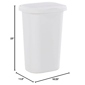 Rubbermaid Spring Top Kitchen Bathroom Trash Can with Lid, 13-Gallon, White, Plastic Garbage Bin/Wastebasket for Home/Kitchen/Bathroom/Garage