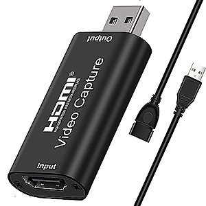 WUINMUT HD Video Capture Card HDMI to USB 2.0 1080P Cam Link Game Capture Card Audio Capture Adapter Screen Record Device for Switch Gaming Streaming, Live Broadcasting (20CM Cable)
