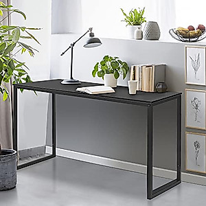 SUPER DEAL Computer Desk 55 Inch Modern Sturdy Office Desk PC Laptop Notebook Simple Writing Table for Home Office Workstation, Black