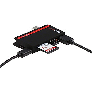 Navitech 2 in 1 Laptop/Tablet USB 3.0/2.0 HUB Adapter/Micro USB Input with SD/Micro SD Card Reader Compatible with ASUS Chromebook Flip C214 11.6"