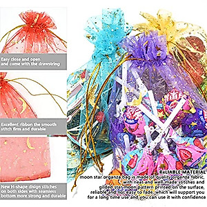 BDS-HOME 100PCS 5x7 Organza Gift Bags 10 Color Wedding Favor Bags Jewelry Gift Bags Candy with Drawstring for Party, Jewelry, Christmas, Festival, Makeup Organza Favor Bags (Moon Star)