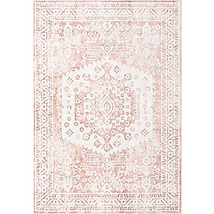 Unique Loom Oxford Collection Area Rug - Sheldonian (10' x 14' Rectangle, Pink/Ivory)