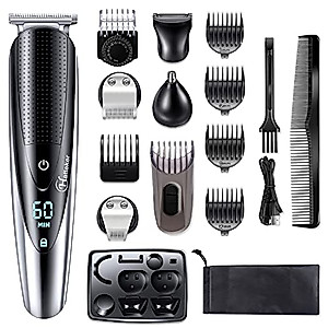 Hatteker Mens Hair Clipper Beard Trimmer Grooming kit Hair Trimmer Mustache Trimmer Body Groomer Trimmer for Nose Ear Facial Hair Cordless Waterproof 5 in 1