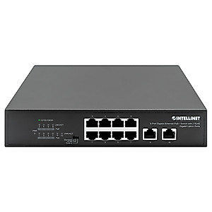 Intellinet 8-Port Gigabit Ethernet PoE+ Switch with 2 RJ45 Gigabit Uplink Ports,120W Power Budget, Manual VLAN Mode, Endspan, Self-Healing Network, Desktop - 3 Yr Mfg Warranty - 561402