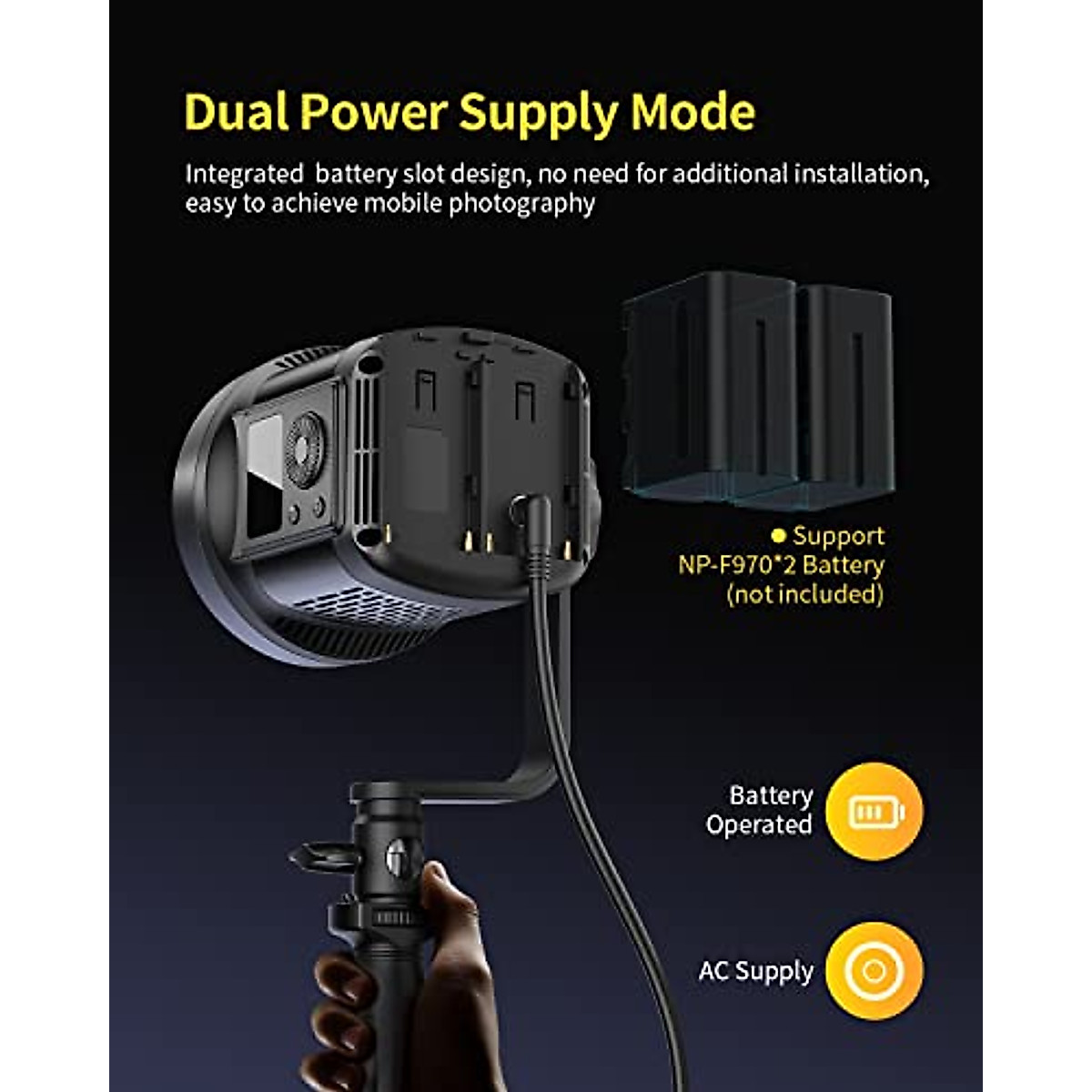 RaLeno 80W LED Studio Video Light, Continuous Lighting with 5600K 7200Lux@1M CRI 95+ Brightness Adjustable, Efficiency Cooling Fan and Bowens Mount, for YouTube Outdoor Video Recording Photography