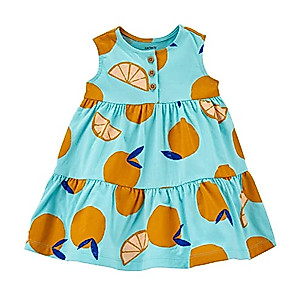 Carter's Baby Girls' Casual Dress with Matching Diaper Cover (6 Months, Fruit/Blue)