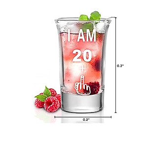 Hlukana 21st Birthday Shot Glass, 21 + Middle Finger Funny Birthday Gifts For Him Or Her, Birthday Decorations Gifts For Men, Women, daughter, Sister, Friend - Twenty One Birthday Shot Glass (1.5 oz)