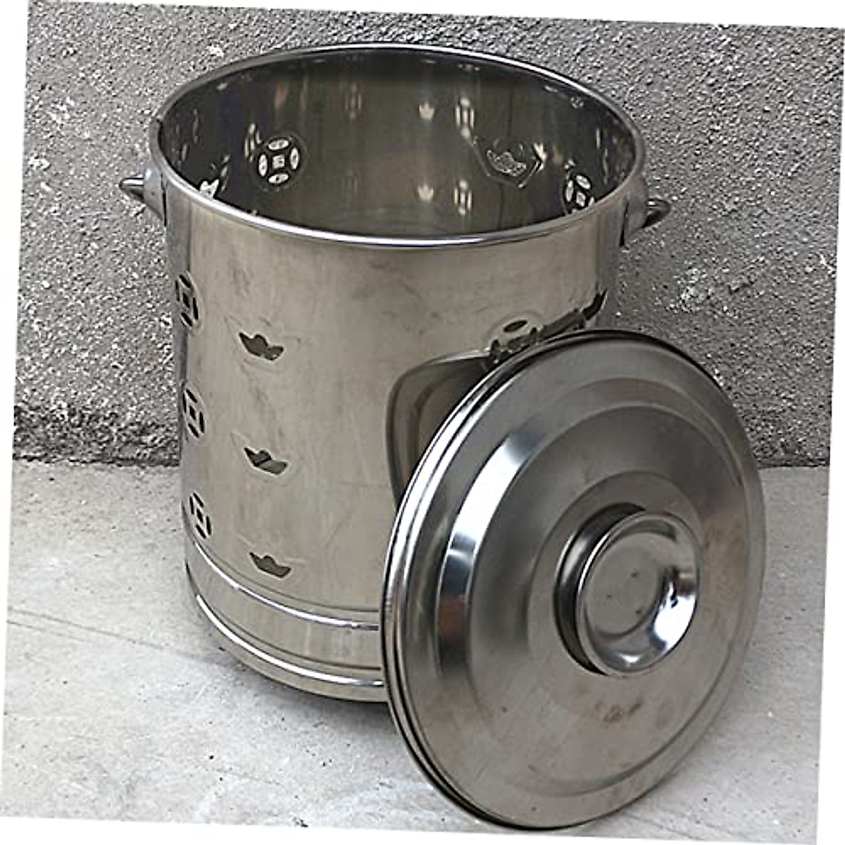 Levemolo Money Leaf Leaves Galvanized Garden Burning Pit Basin Can Pot Backyard Steel for Bin Auspiciousness Wood Burn Composter Stainless Sacrifices Debris Cage Barrel Bonfire Fire Trash