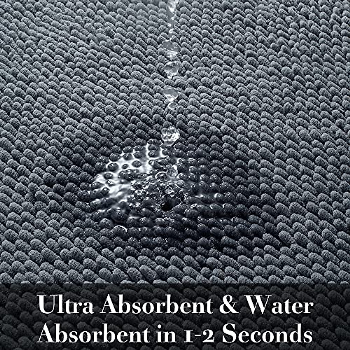 SONORO KATE Bathroom Rug, Non Slip Bath Rugs, Soft Durable Thick Chenille Bath Mat, Ultra Water Absorbent and Fast Dry Bath Mats for Bathtubs, Rain Showers and Under Sink (Dark Grey, 17"x24")