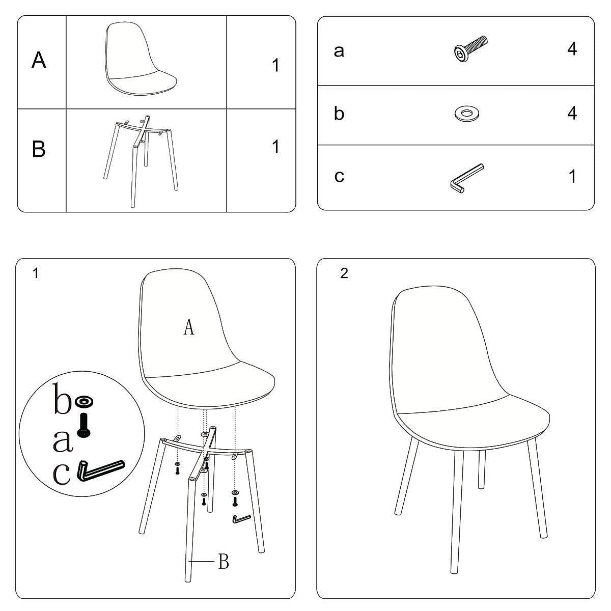 CangLong Faux Leather Dining Back Modern Side Chair for Pub Coffee Home, Set of 2, Dark Brown