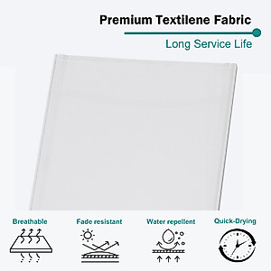 SUNLEI Lounge Chair for Outside Set of 2, Movable Chaise Lounge Outdoor, Pool Recliner Lounge Chairs with Adjustable Backrest & Textilene, Sturdy Aluminum Frame, Tanning Chair for Patio, White