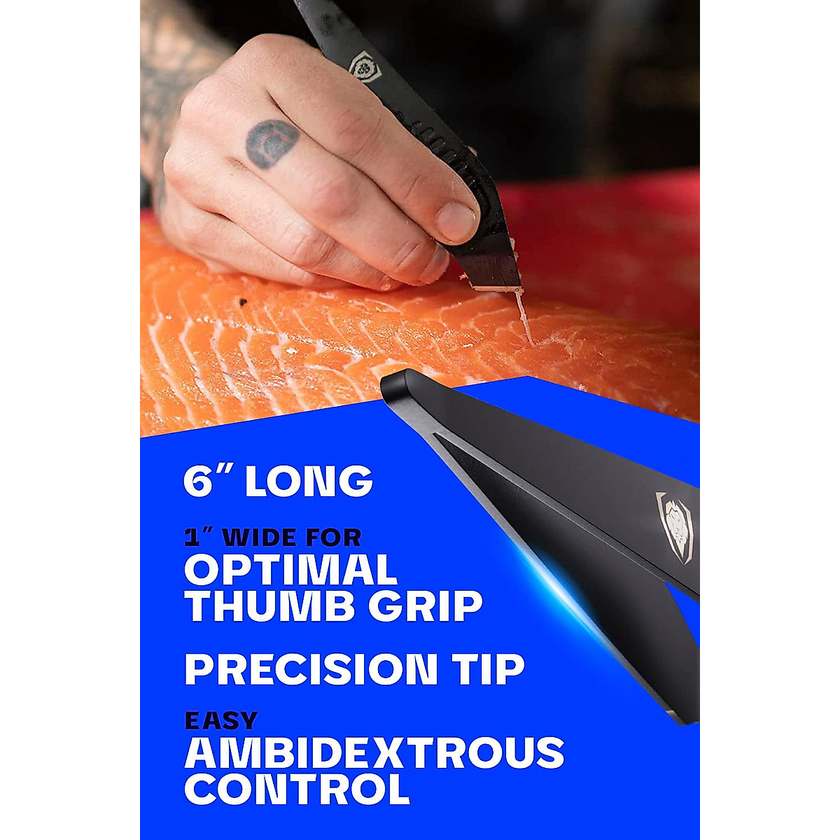 DALSTRONG Professional Fish Bone Tweezers - 6 inch - Premium 304 Stainless Steel - Black Titanium Coating - Ambidextrous Design - Angled, Beveled Tip for Precision Work - Fish Pliers Remover Tool