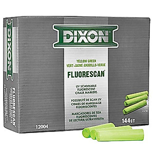 Dixon Industrial Fluorescan Tapered Chalk, Yellow/Green, 144 Count
