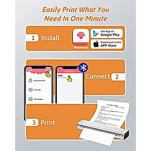 Odaro M08F Letter Portable Printer Wireless for Travel, Bluetooth Thermal Printer Inkless, Small Compact Printer Support 8.5" X 11" Letter Size Thermal Paper, Work with Laptop Phone and Pad - Silver