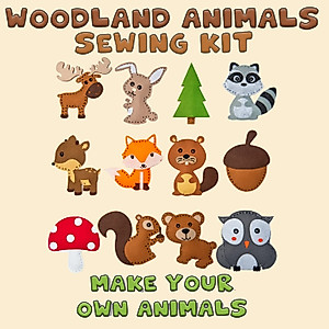 Dezzy's Workshop Sewing Kit for Kids - Woodland Animals Kids Sewing Kit - Make Your Own Stuffed Animal Kit - Felt Stitch Art and Craft Toys for Boys and Girls - Childrens DIY Crafting and Sewing