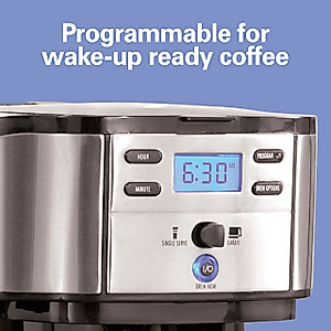 Hamilton Beach (49980A) Single Serve Coffee Maker and Coffee Pot Maker, Programmable, Black/Stainless Steel (Renewed)