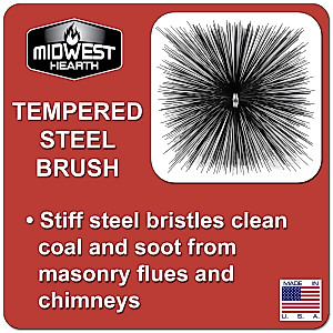 Midwest Hearth 8-Inch Square Wire Chimney Brush and 18-Foot Fiberglass Chimney Rod Bundle Kit