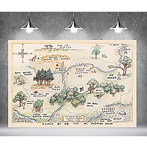 7x5ft Fabric Happy Birthday Bear Home Map Photography Backdrops for Kids 1st Birthday Background 100 Acre Woods Bear Backdrop
