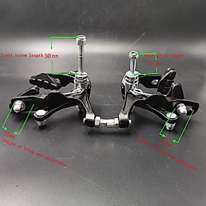 CDHPOWER Bike Brake, Bike Disc Brake, Bicycle C Brake Caliper, Aluminum Alloy Front & Rear Side Pull Brake Set Bike Accessory for Mountain Bike, Folding Bike, Road Bicycle (Black)