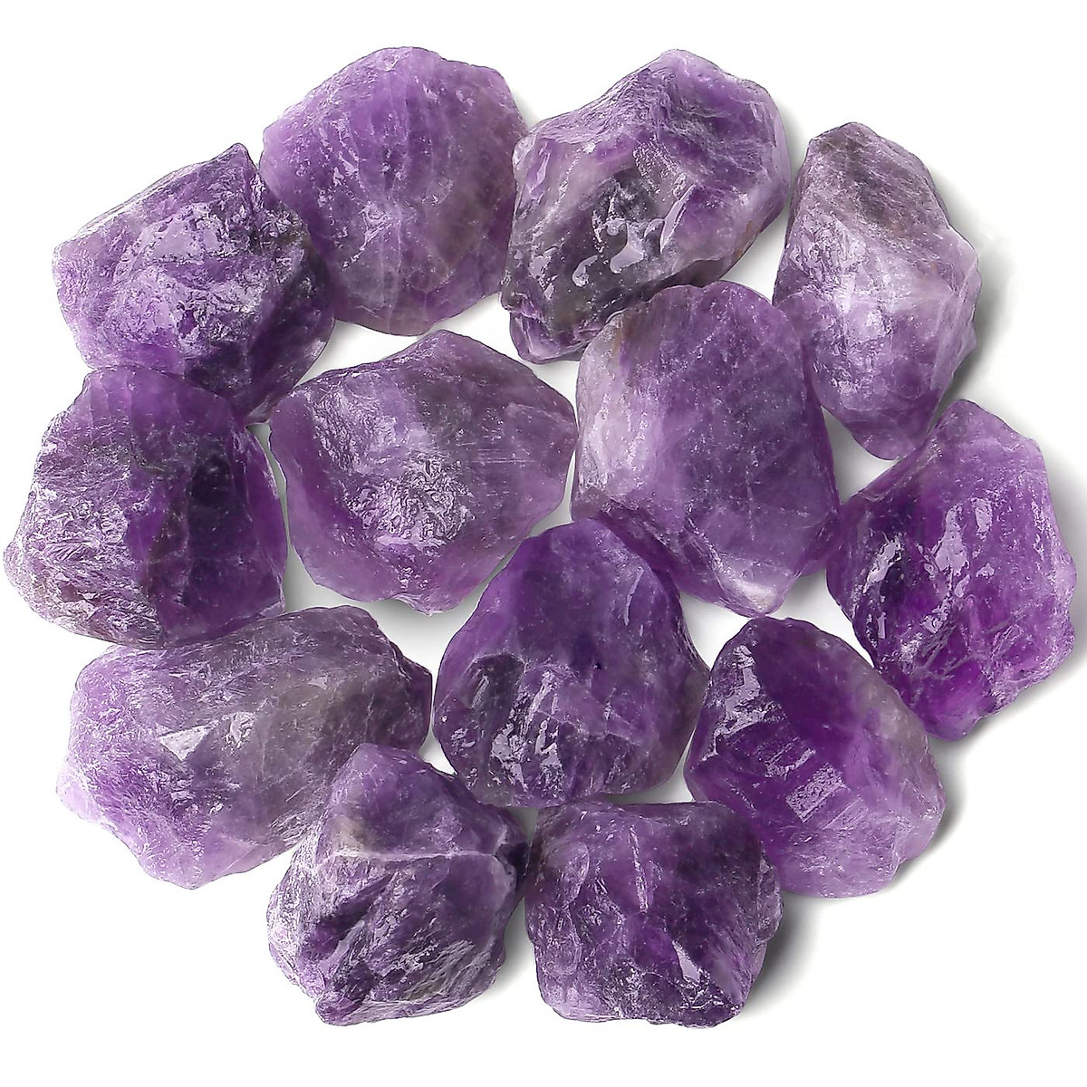 QINJIEJIE Amethyst Crystals Raw Natural Healing Crystal Stones Large 1" Bulk Rough Quartz Rocks Gemstones for Polishing Tumbling Cabbing Fountain Decor Wicca Reiki Stone