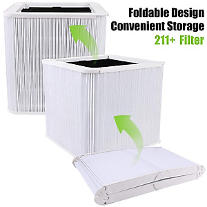 Aunifun 211+ Replacement Filter for Blueair Blue Pure 211+, Particle and Activated Carbon Filter, Foldable