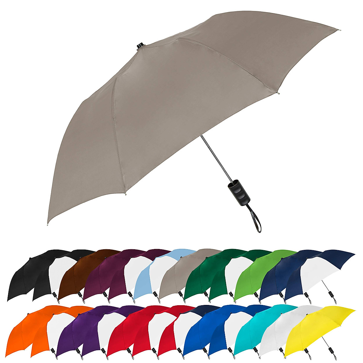 The Spectrum Popular Style 42" Automatic Open Compact Travel Umbrella for Rain, Wind & Sun, Sturdy Lightweight Small Portable Stick Umbrella for Men and Women, Grey