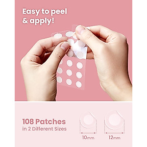 GLAM UP Performance Hydrocolloid Blemish Pimple Zit Patches - Ultra Thin Invisible Spot Cover Patches for Face and Skin, Strong Water-proof and Adhesive Overnight, Vegan-friendly (108 Count / 2Sizes)