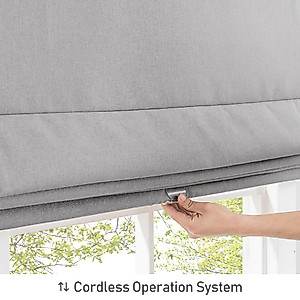 SHECUTE Roman Cordless Shades: Room Darkening, Light Filtering for Bedroom, Living Room, Windows & French Doors (Grey, 46'W x 64'L)