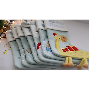 Heart's Sign Babys First Christmas Stocking 2023 Giraffe | My First Christmas Baby Boy and Baby Girl | Newborn Stockings Christmas Ornaments | Newborn Christmas Decor (Azure)