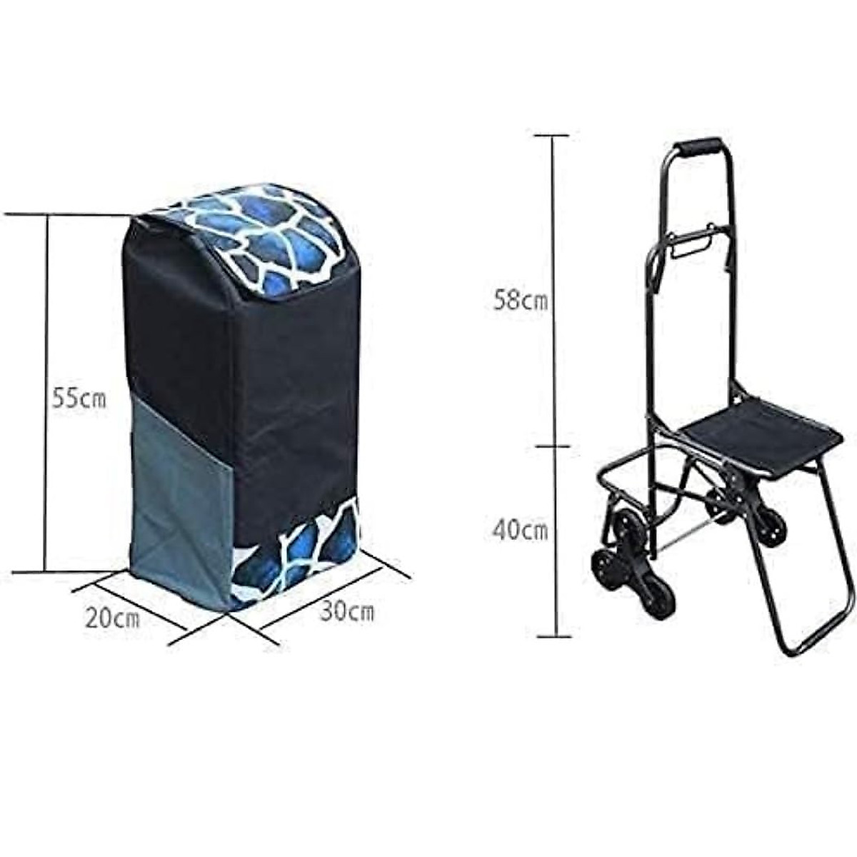 XDMINGY Folding Shopping Cart, Hand Truck Climbing Stairs Shopping Cart Folding Shopping Cart Portable Pull Cart Hand Trailer Pull Car Grocery Utility Carts(Color:B), 50x40x98cm