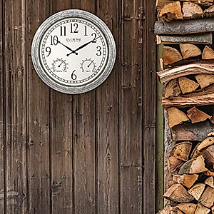 La Crosse 433-3236 14-inch Silas Indoor/Outdoor Galvanized Analog Quartz Wall Clock, Silver