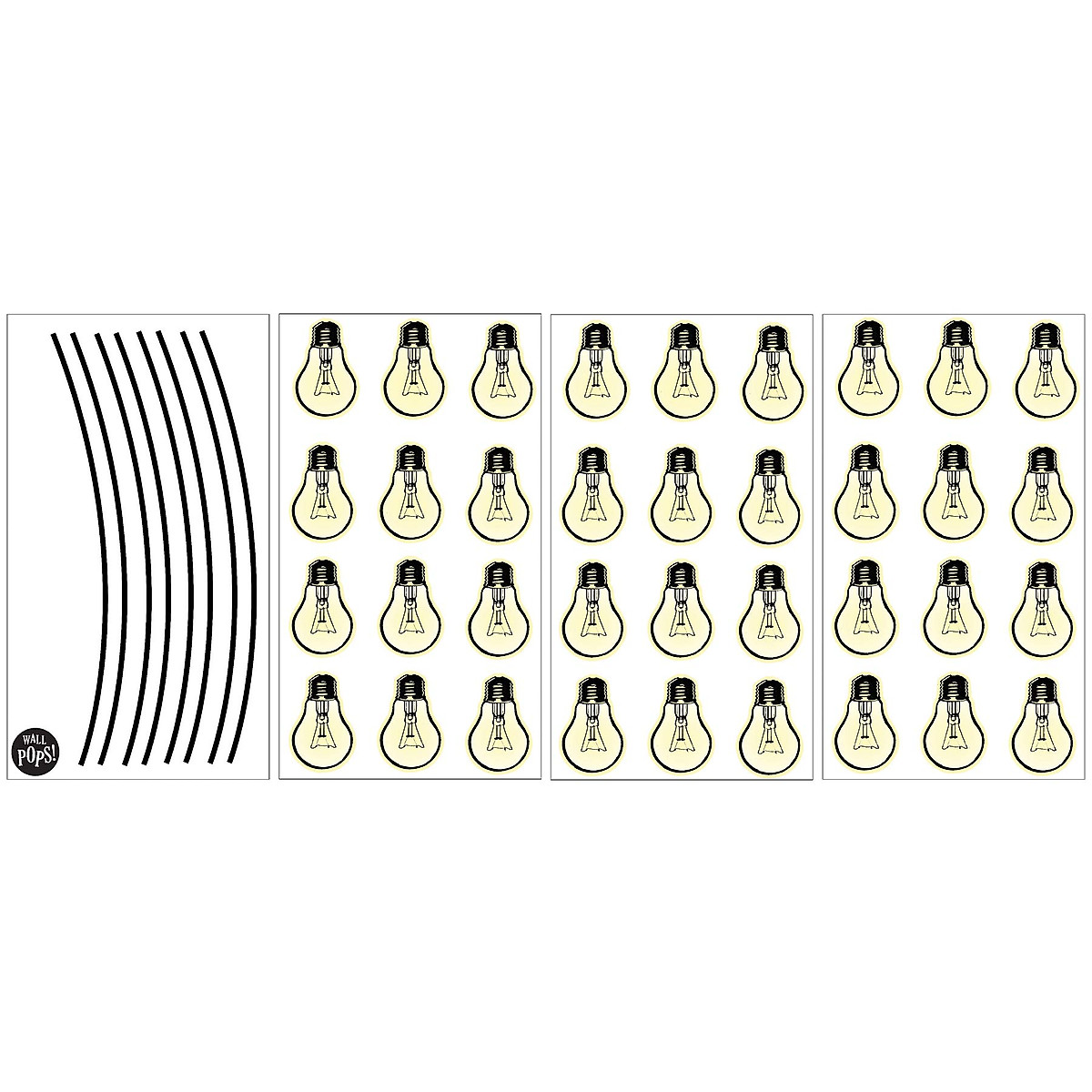 WallPops WPK3016 Bright Ideas Glow in The Dark Art Kit Peel & Stick Wall Decals, Yellow