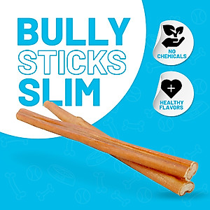 Sitka Farms Bully Sticks Slim 12 inch - 10 Count - Bully Sticks for Dogs - All Natural Long Lasting Dental Treats for Large Medium and Small Dogs, Collagen Chews for Dogs